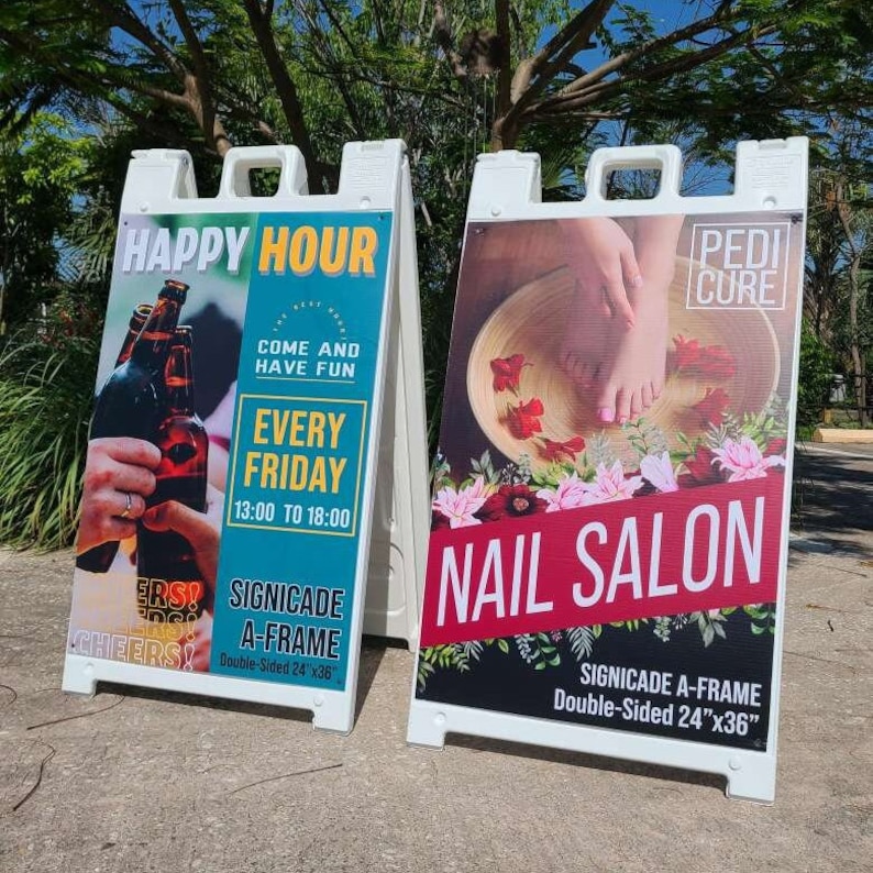 Custom A Frame Signicade Sign & 2 24x36 Inch Custom Printed Fullcolor ...
