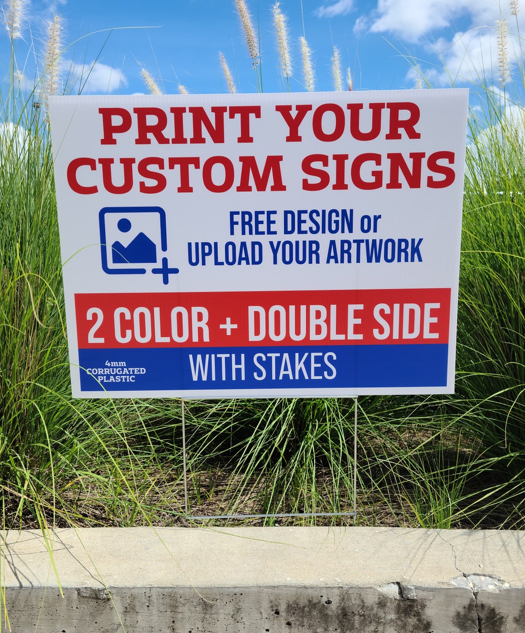 Custom Yard Signs 2 Color Shipped Same Day, Cheap Lawn Signs, Bandit ...
