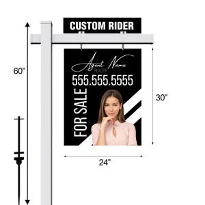 Custom Real Estate Sign PVC Post + Sign Panel & Rider, for Sale, Open ...