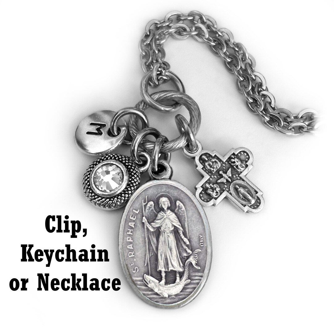 Archangel Raphael Keychain, Clip or Necklace, Patron Saint of Healing ...