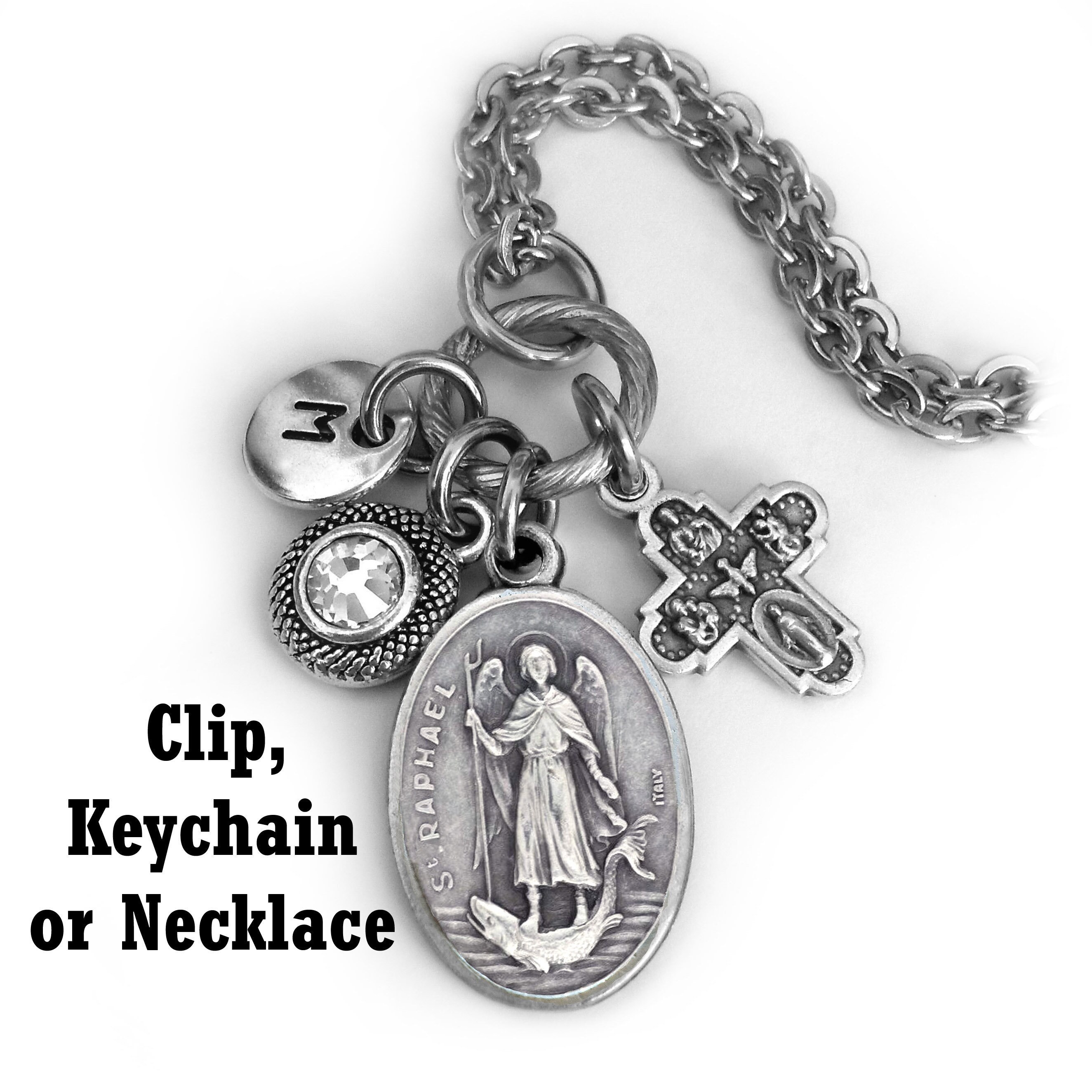 Archangel Raphael Keychain, Clip or Necklace, Patron Saint of Healing ...