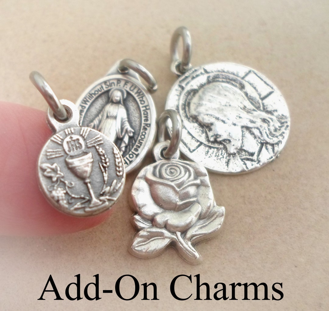 Add on Charm, Chalice Charm, Jesus Charm, Miraculous Medal Virgin Mary ...