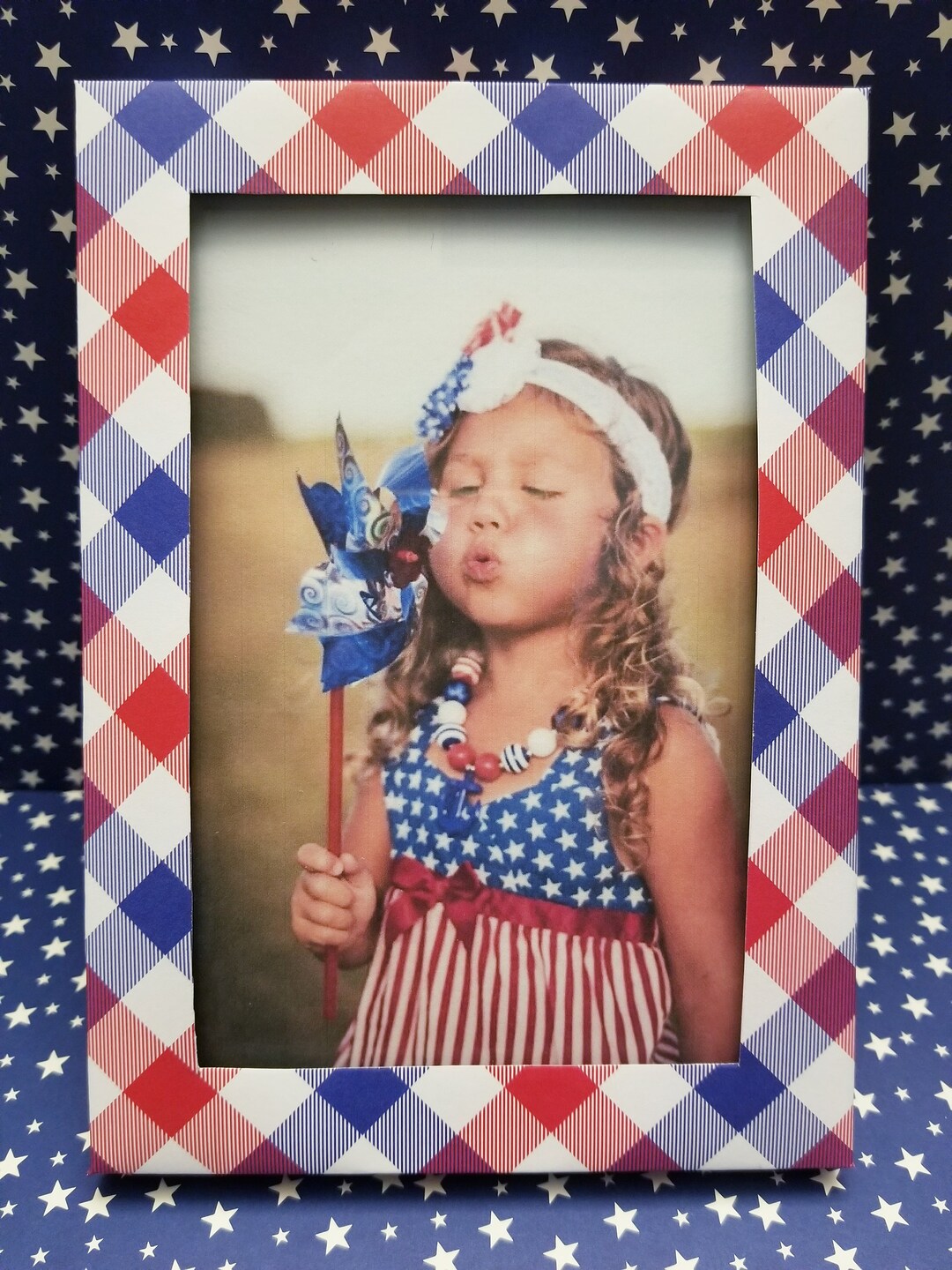 Red White & Blue Plaid Picture Frame - Etsy