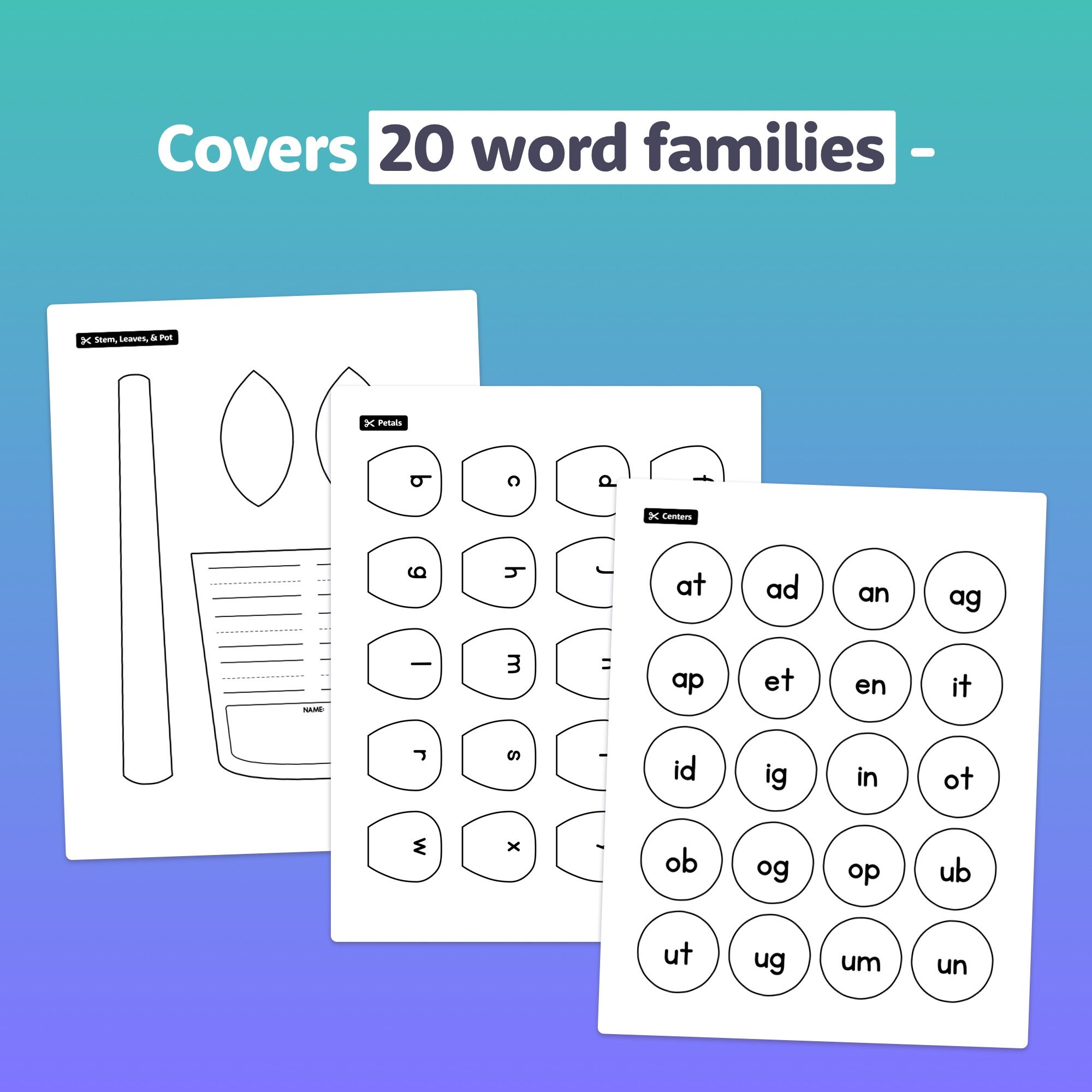 CVC Word Family Craft | Kindergarten CVC Words Activity, Kindergarten ...