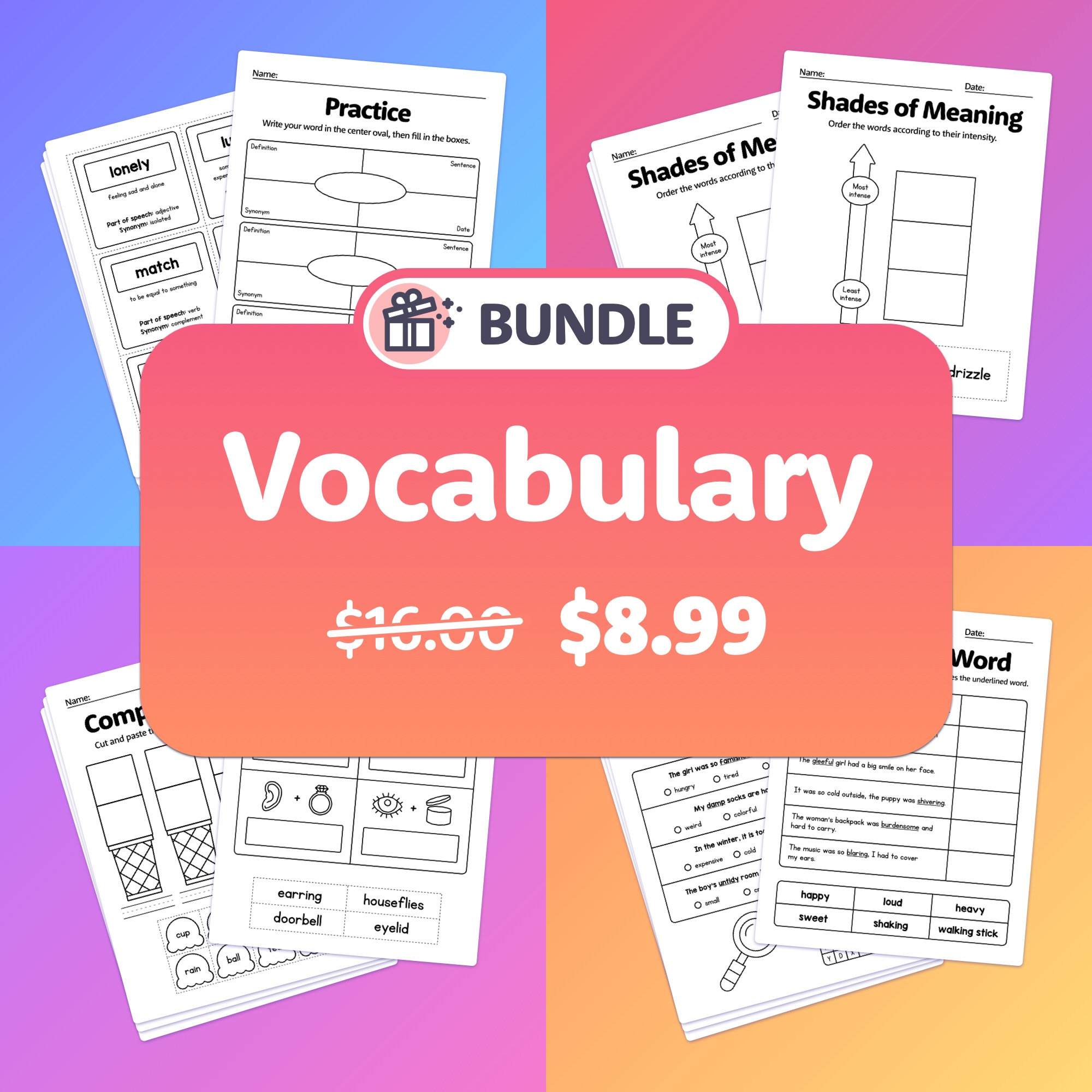 ELA Vocabulary Bundle 1st Grade Vocabulary, 2nd Grade Vocabulary ...