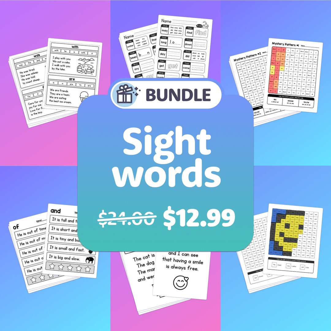 No Prep Sight Words Bundle | Kindergarten & 1st Grade Sight Word ...