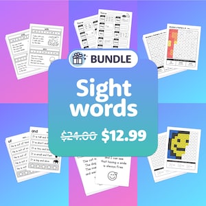 No Prep Sight Words Bundle | Kindergarten & 1st Grade Sight Word ...