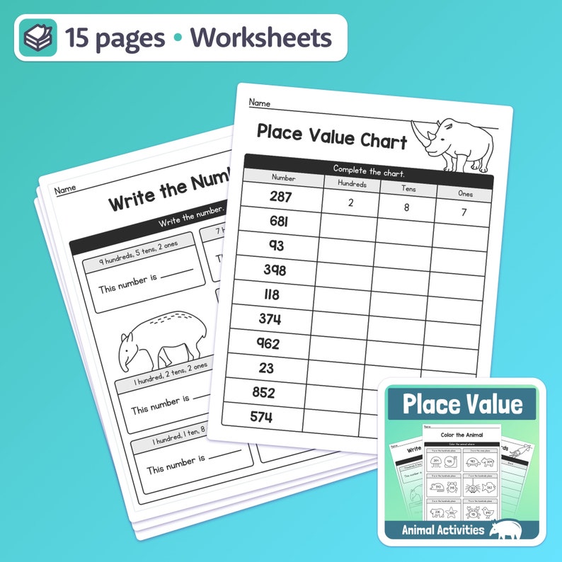 No Prep Place Value Bundle | 1st, 3rd, 2nd Grade Place Value Worksheets ...