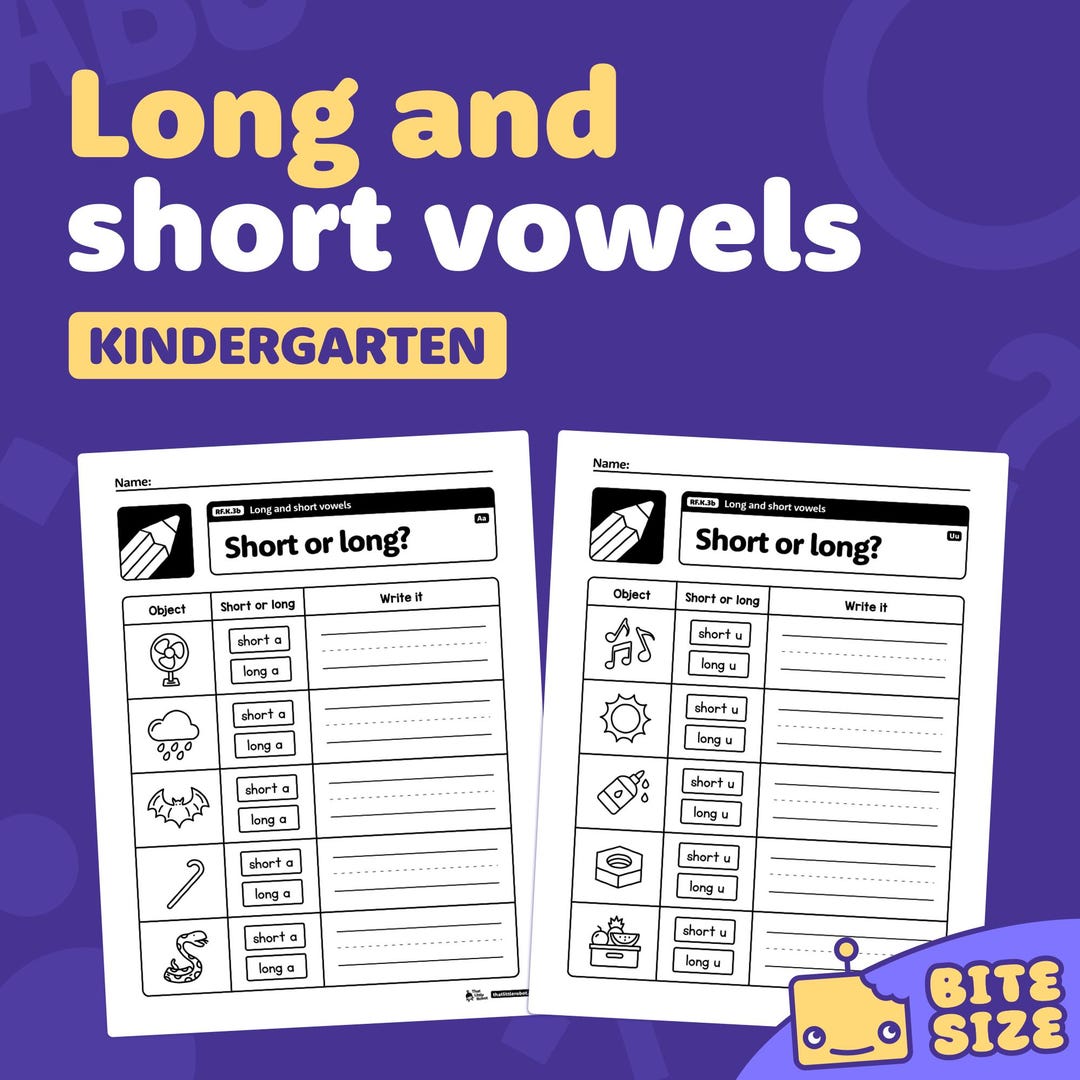 Long and Short Vowels Worksheets | Kindergarten CVC Phonics & Letter ...