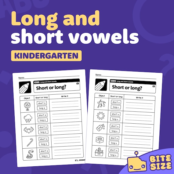 Long And Short Vowels Worksheets