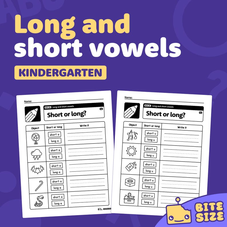 Long and Short Vowels Worksheets | Kindergarten CVC Phonics & Letter ...