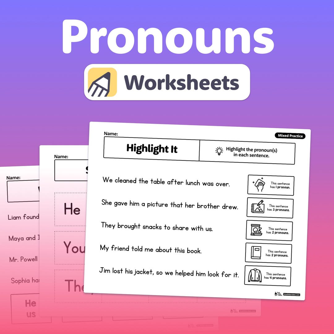 Pronouns Worksheets | 1st, 2nd, & 3rd Grade Grammar Activities | I/my ...