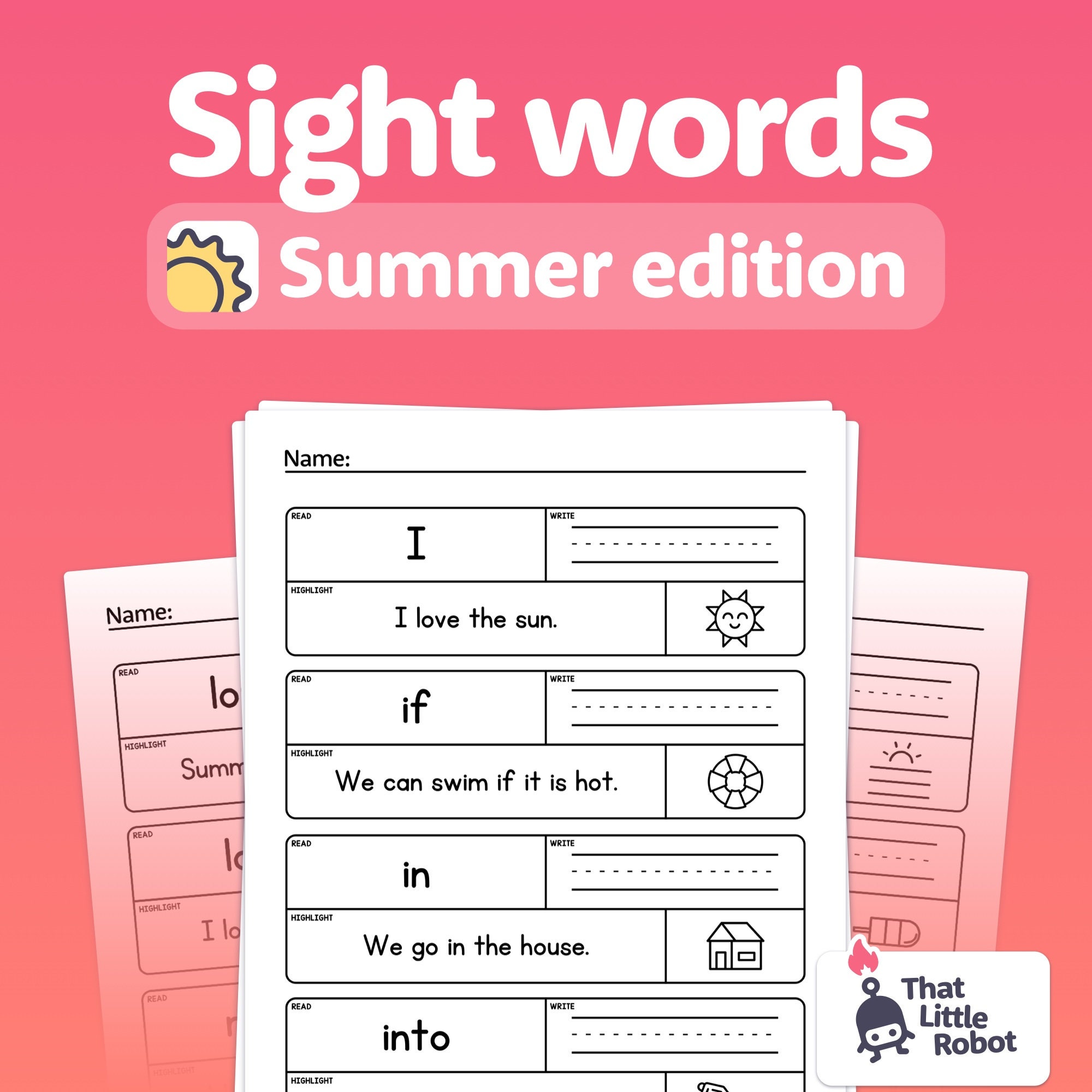 Summer Sight Words Worksheets | Kindergarten & 1st Grade Sight Words ...