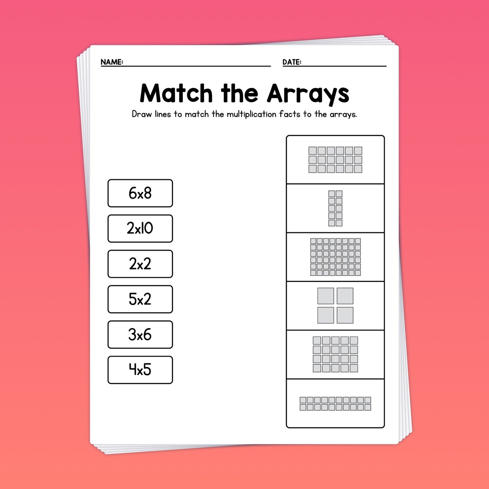 No Prep Arrays Worksheets | Multiplication and Repeated Addition ...