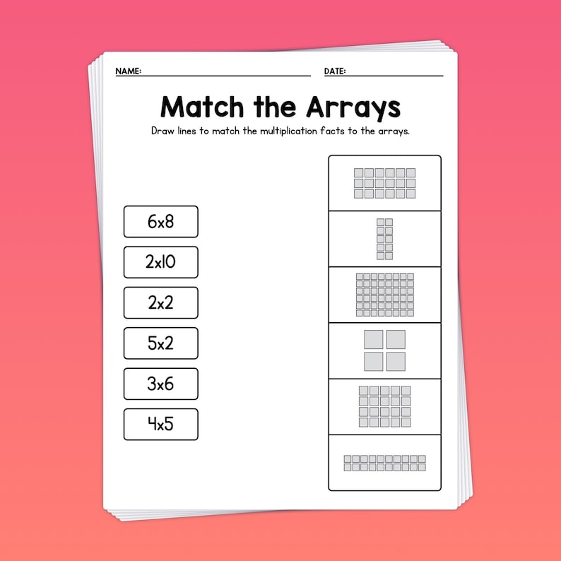 No Prep Arrays Worksheets | Multiplication and Repeated Addition ...