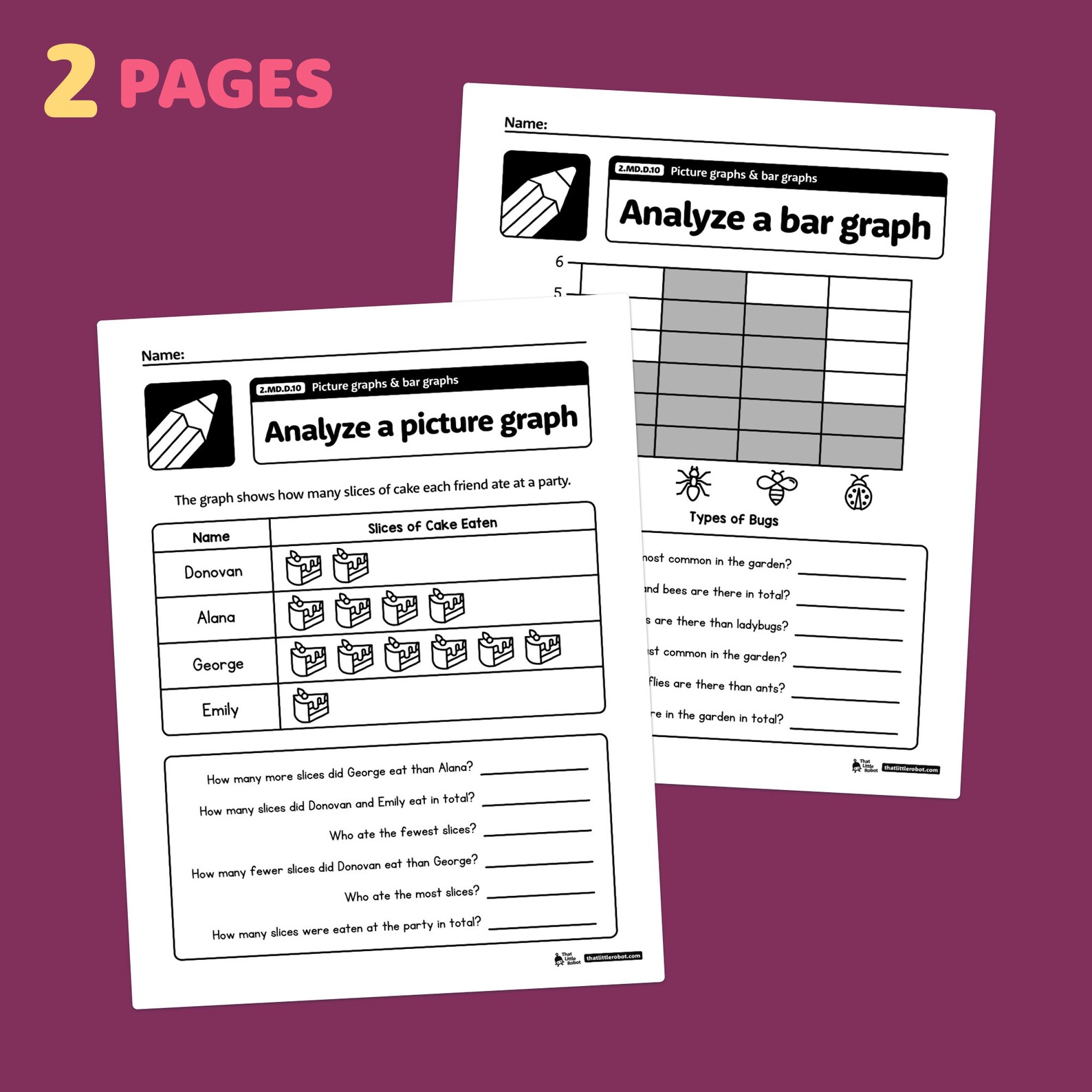 Picture Graphs & Bar Graphs Worksheets | 2nd Grade Graphing and ...