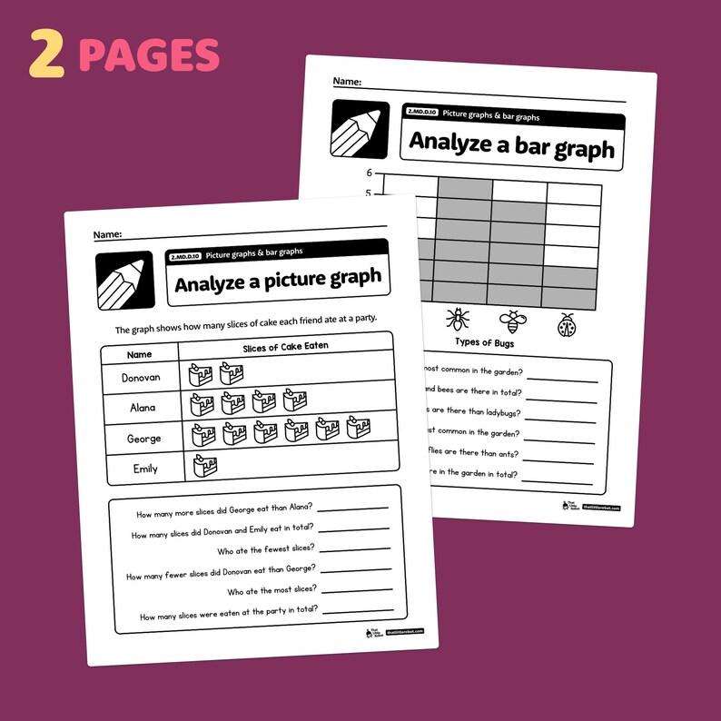 Picture Graphs & Bar Graphs Worksheets | 2nd Grade Graphing and ...