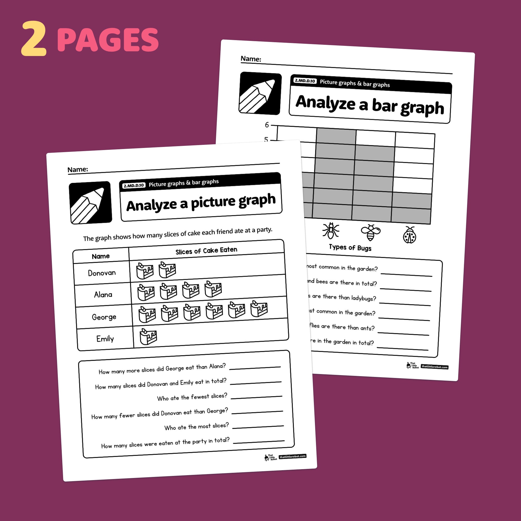 Picture Graphs & Bar Graphs Worksheets | 2nd Grade Graphing and ...