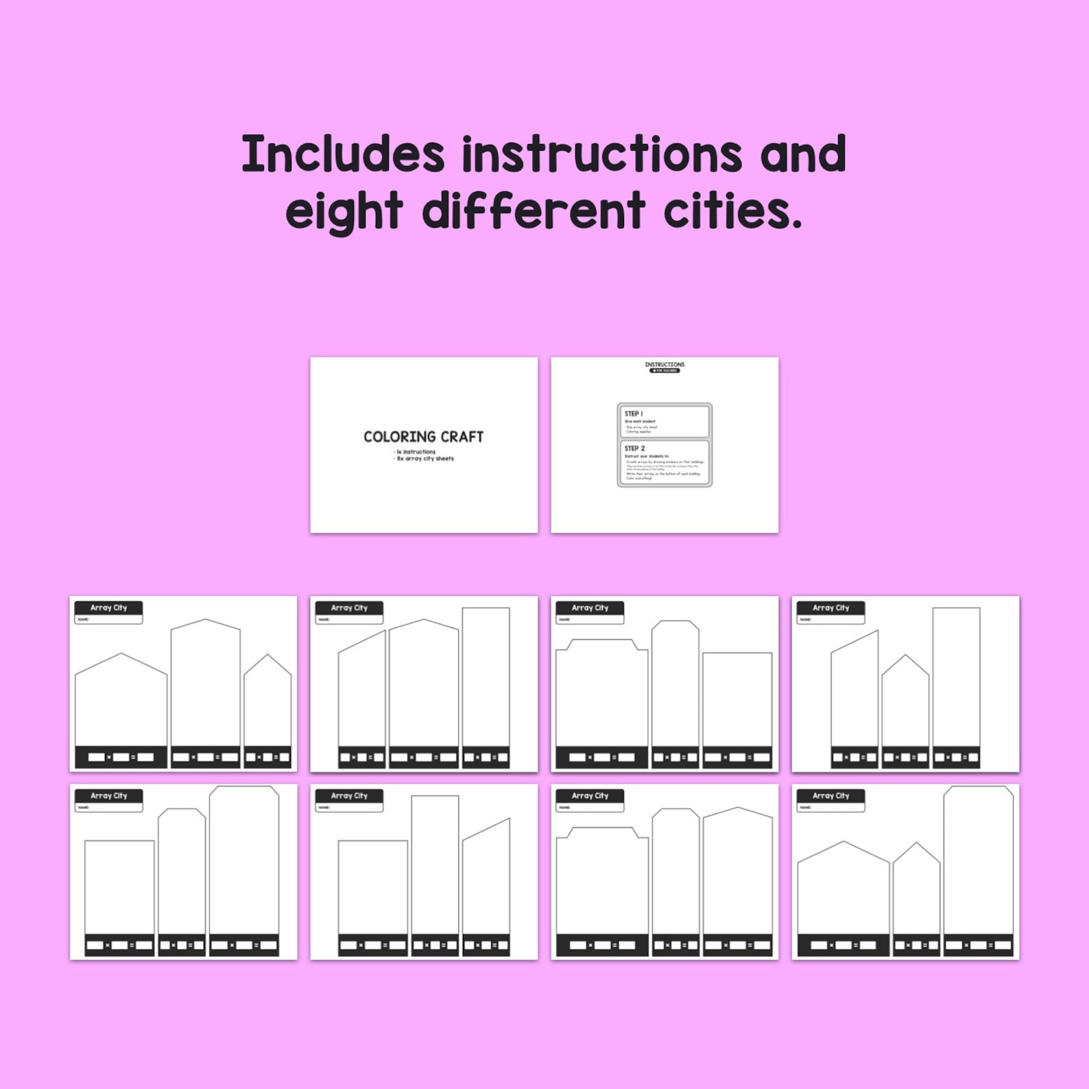 Array City Math Craft | 2nd, 3rd, 4th Grade Multiplication Arrays ...
