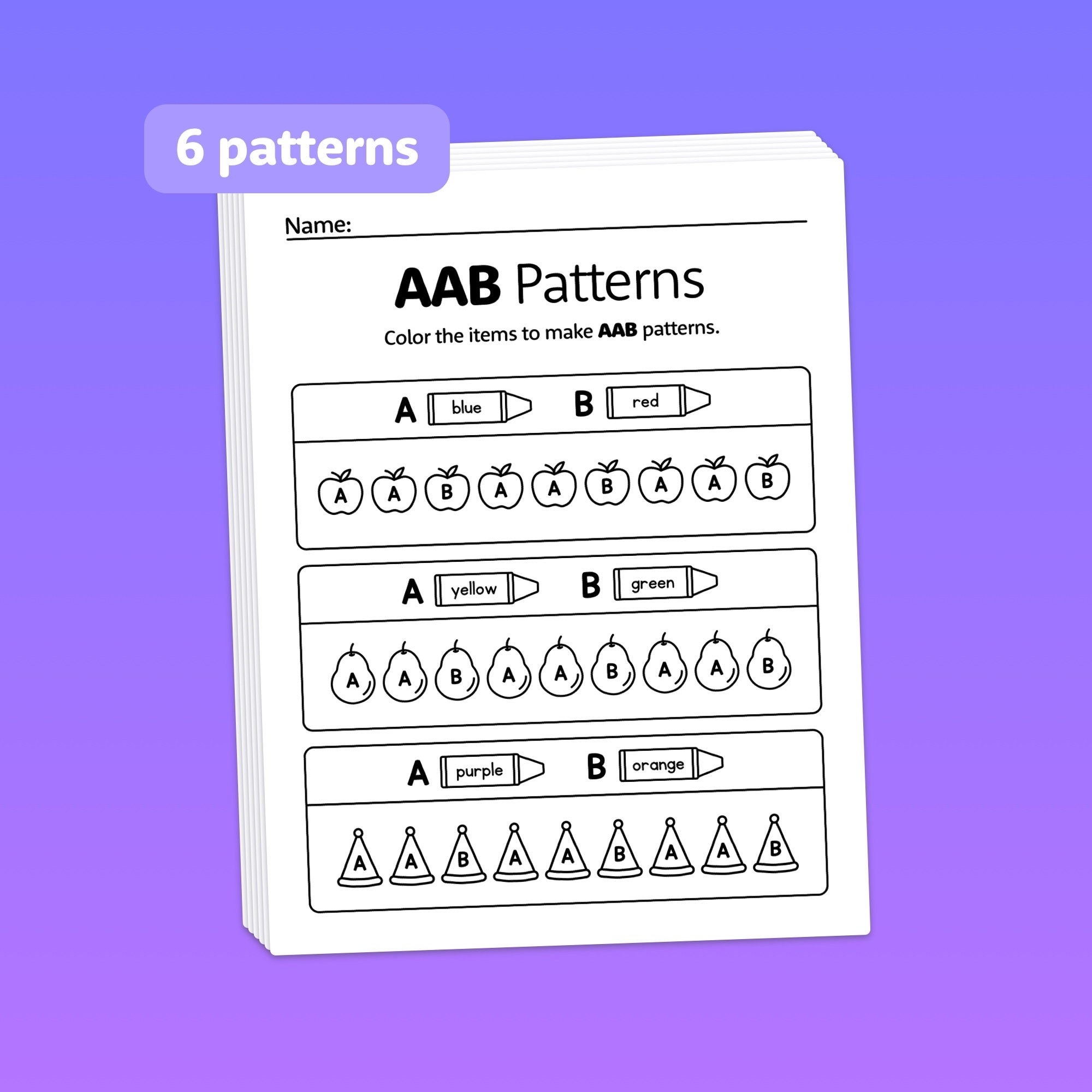 Pattern Worksheets for Kindergarten & 1st Grade Kindergarten Math ...