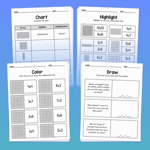 2nd & 3rd Grade Multiplication Array Worksheets | Multiplication ...