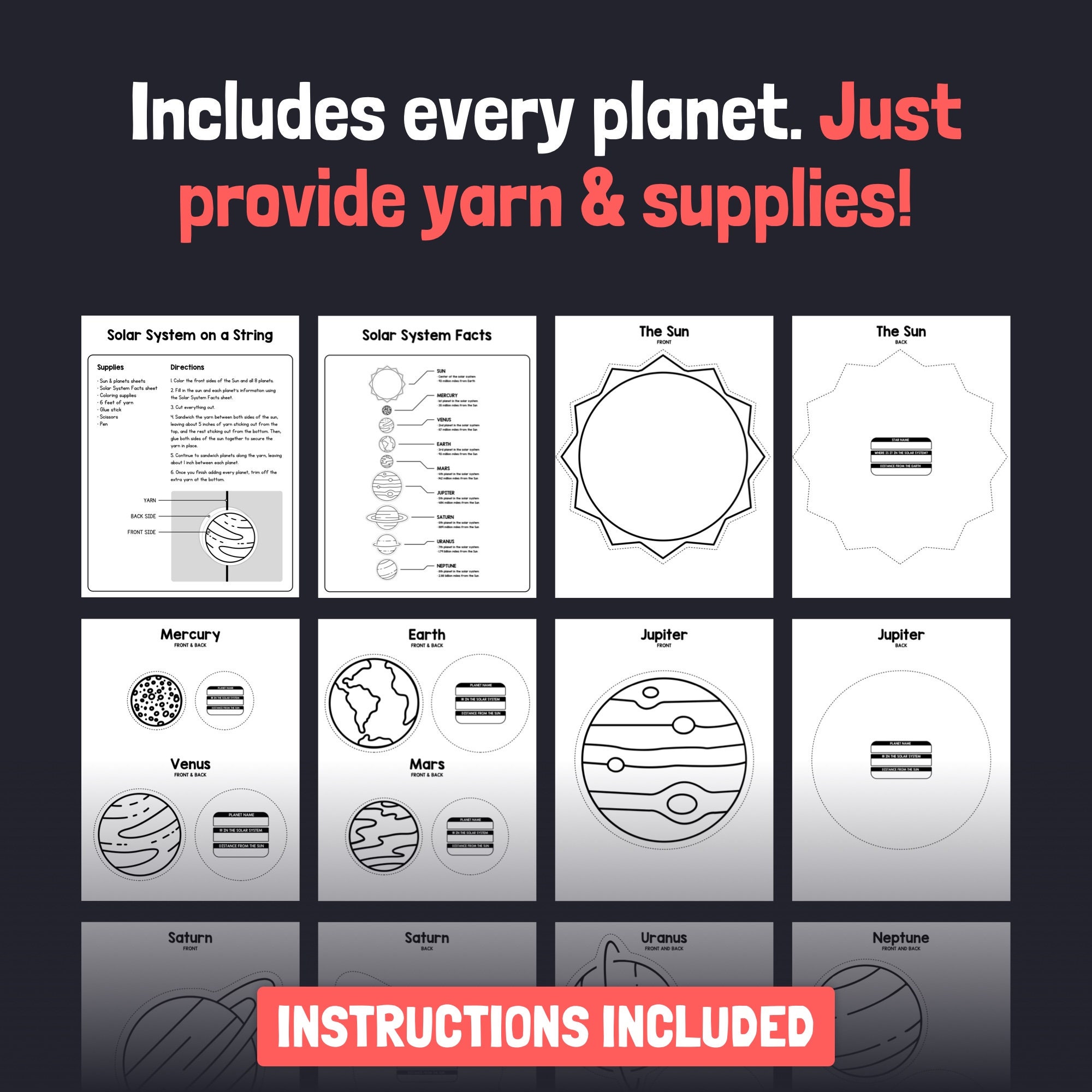 Solar System Craft | 2nd, 3rd, 4th, 5th Grade Planets Activity, Solar ...