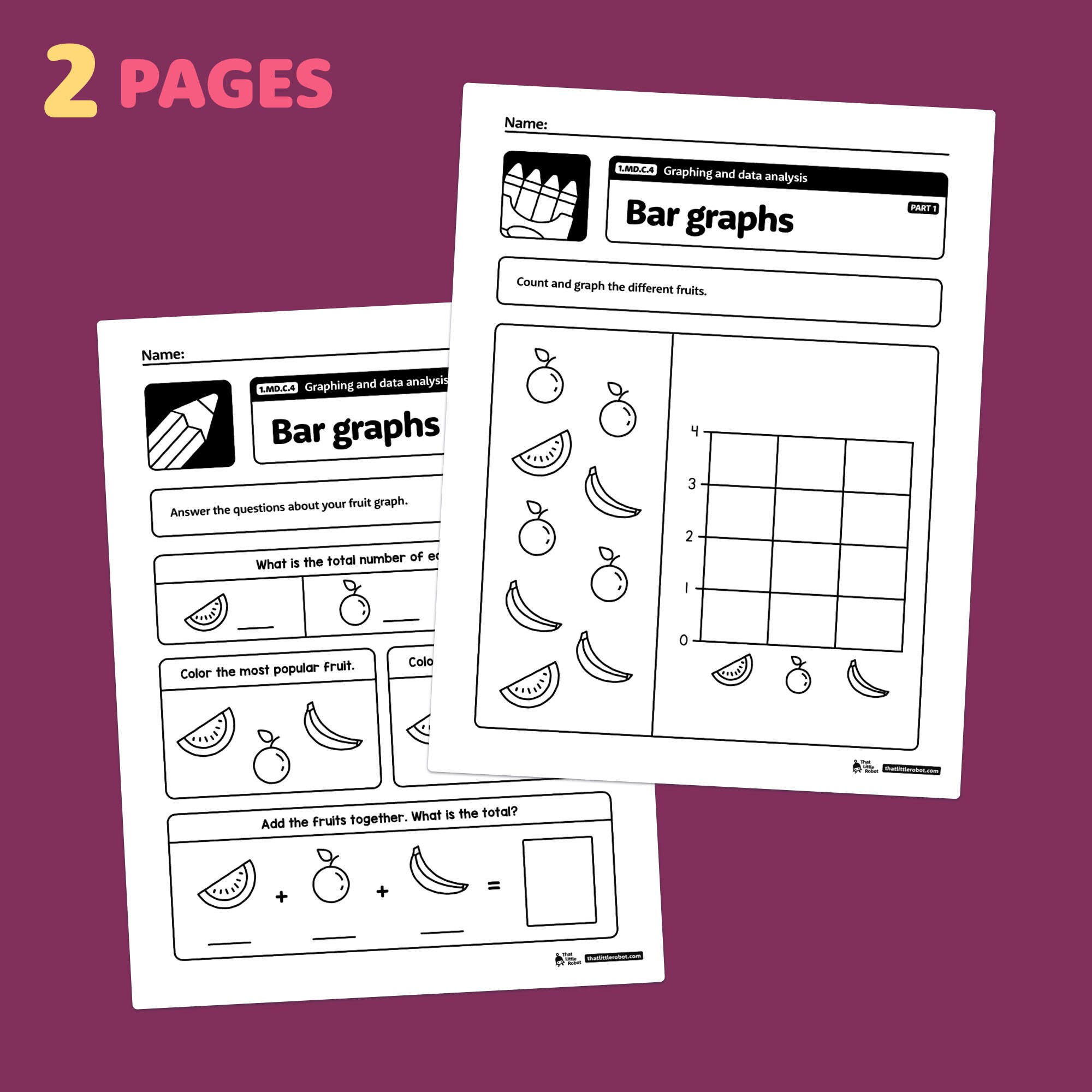 Graphing & Data Analysis Worksheets | 1st Grade Picture and Bar Graph ...
