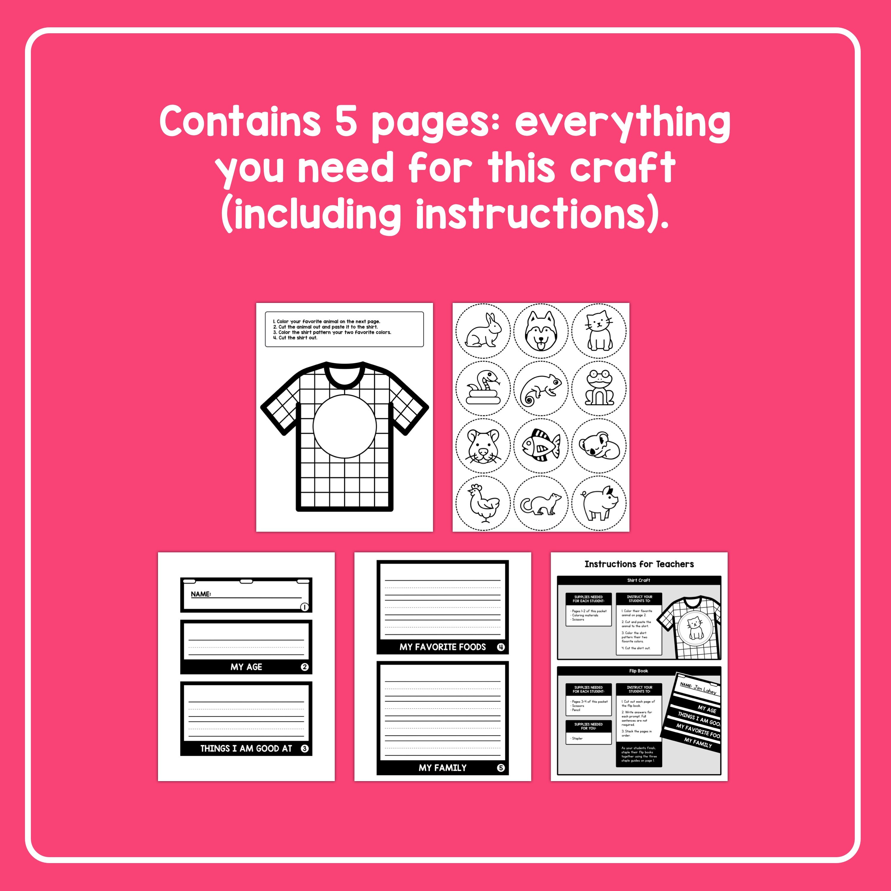 All About Me Shirt Craft No Prep Back to School Icebreaker for 1st, 2nd ...