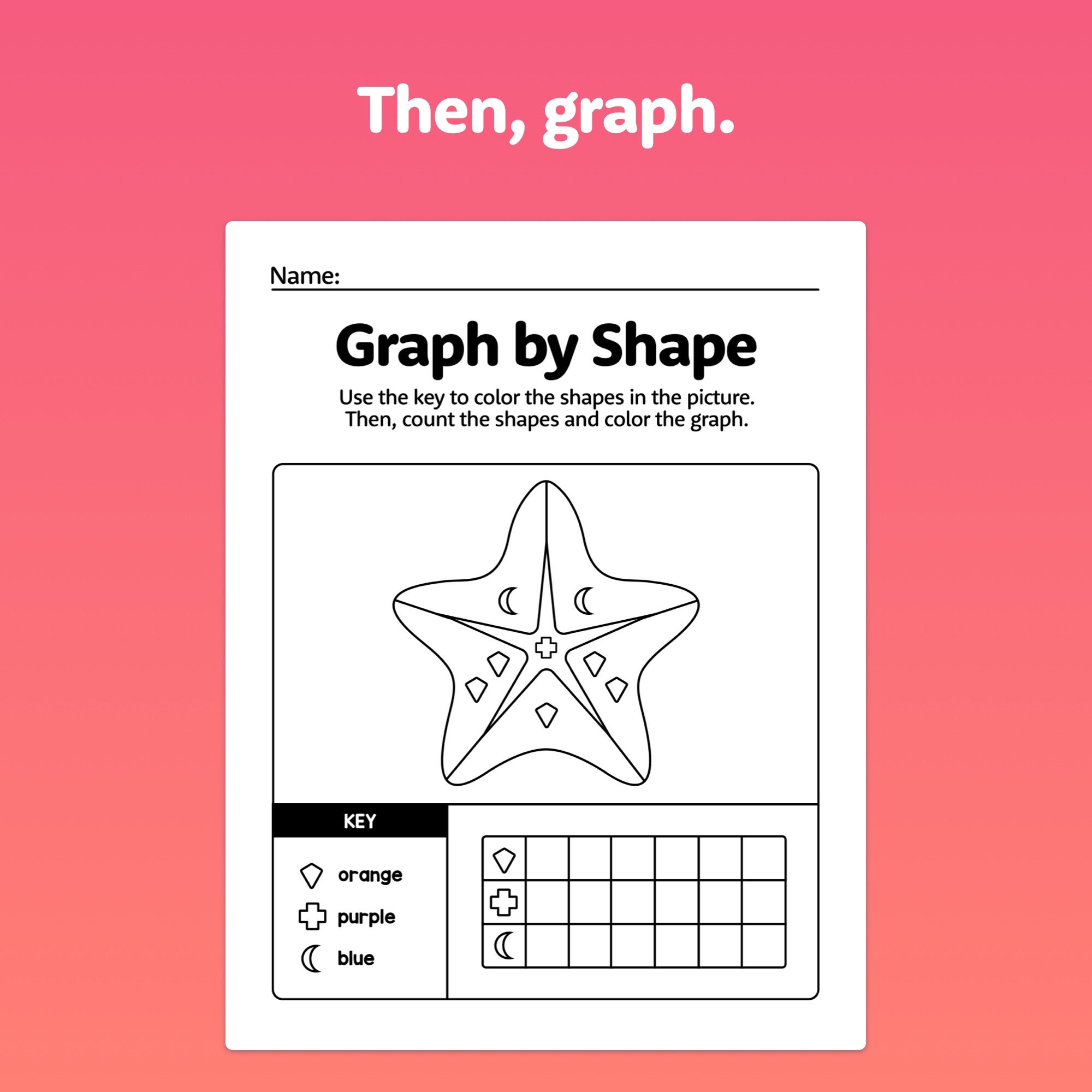 Summer Shapes Worksheets Color and Graph Summer 1st Grade & 2nd Grade ...