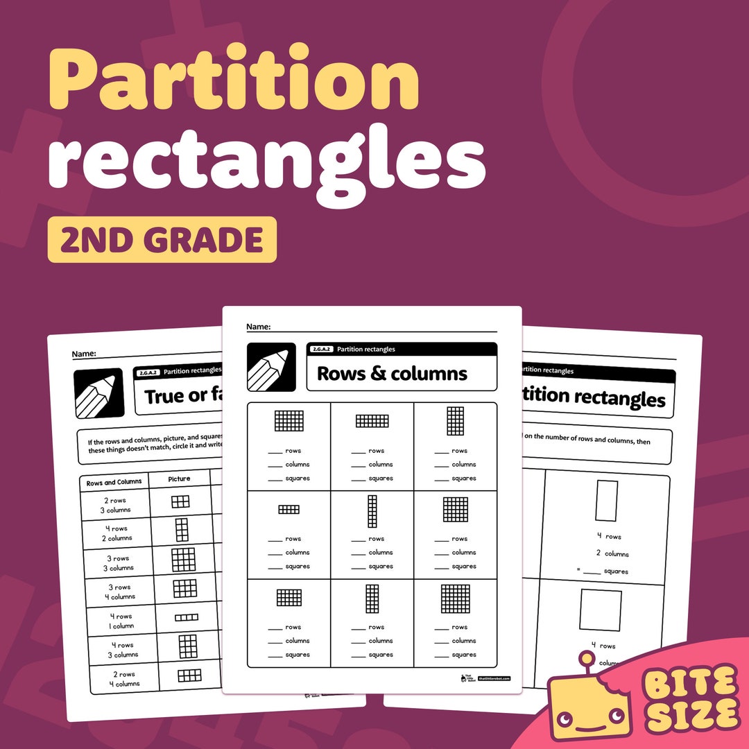 Partition Rectangles Worksheets | 2nd Grade Math Centers and Geometry ...