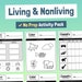 Living and Nonliving Activity Pack | Kindergarten Science Activities ...