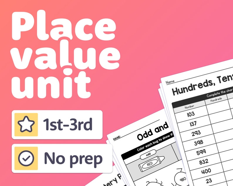 No Prep Place Value Unit 1st 2nd 3rd Grade Place Value - Etsy