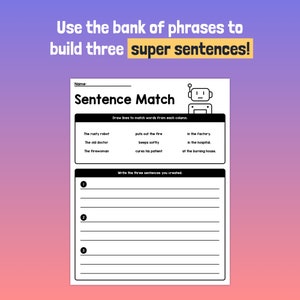 Sentence Writing Worksheets | Sentence Structure Activities, ESL & ELA ...