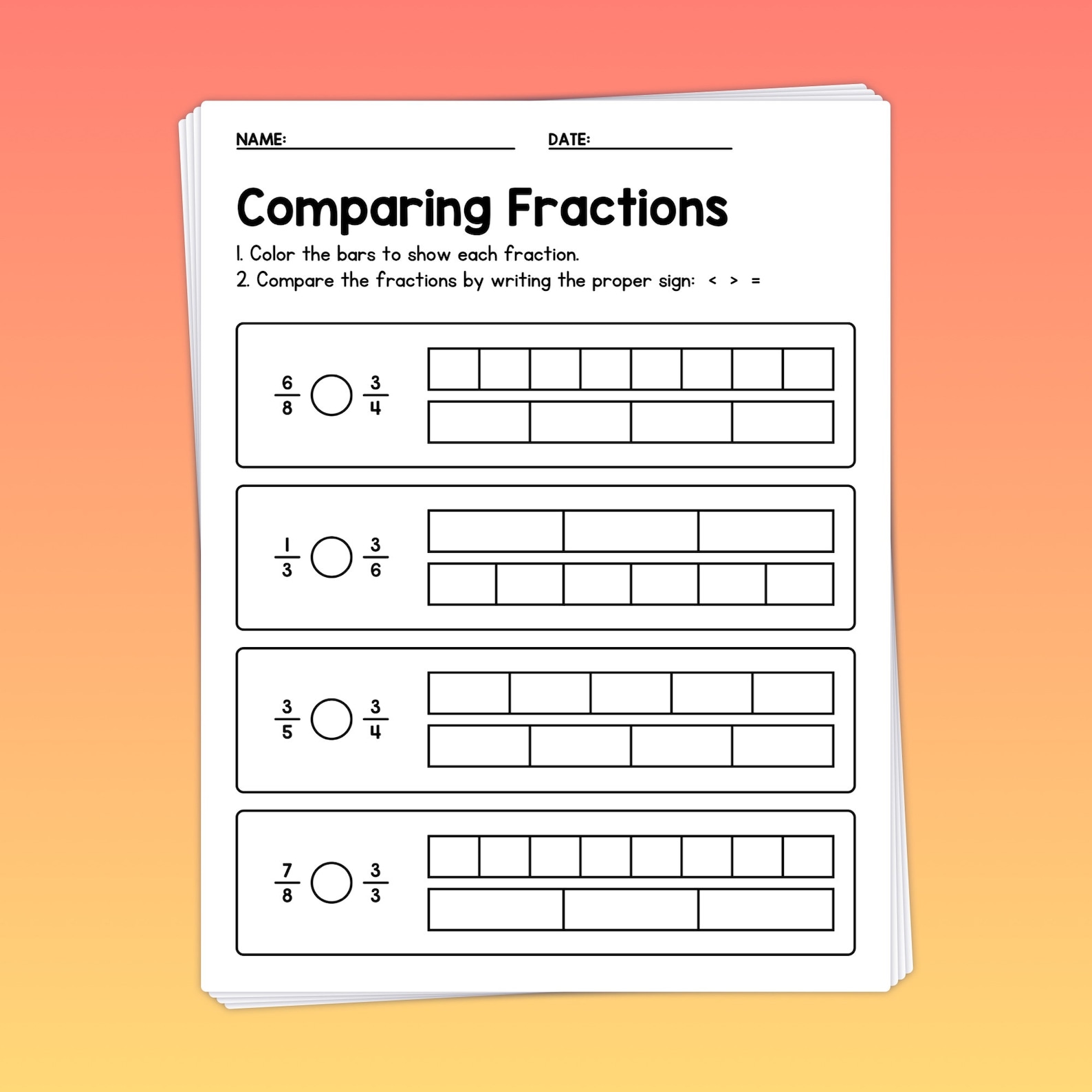 No Prep Fractions Worksheets | 2nd, 3rd, 4th Grade Common Core Math ...