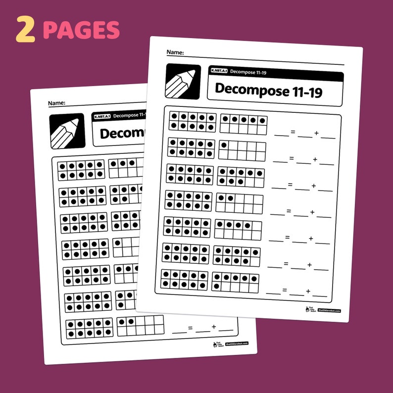 Decompose Numbers 11-19 Worksheets | Kindergarten Math Centers ...