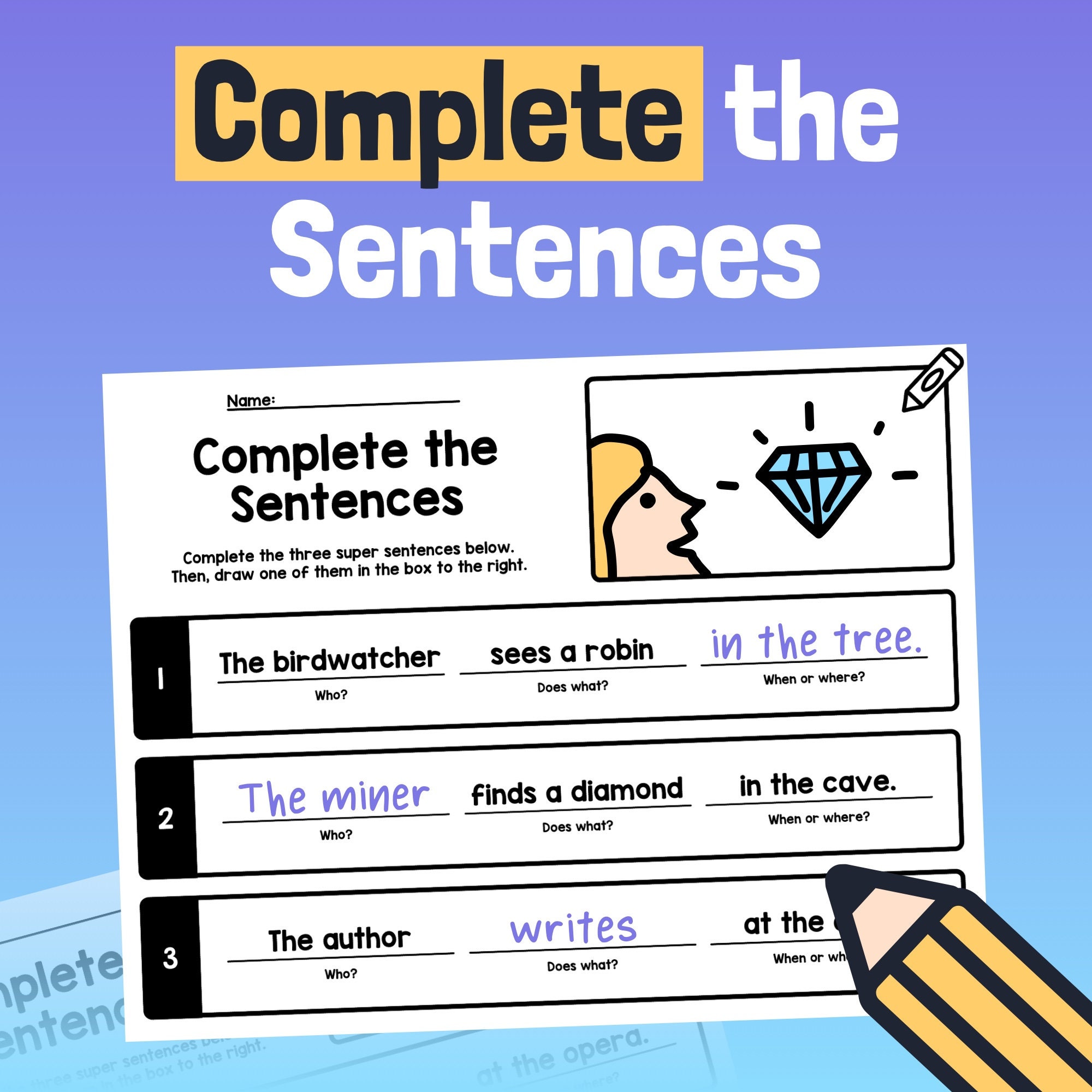 Sentence Writing Worksheets | K, 1st, 2nd Grade Sentence Structure ...