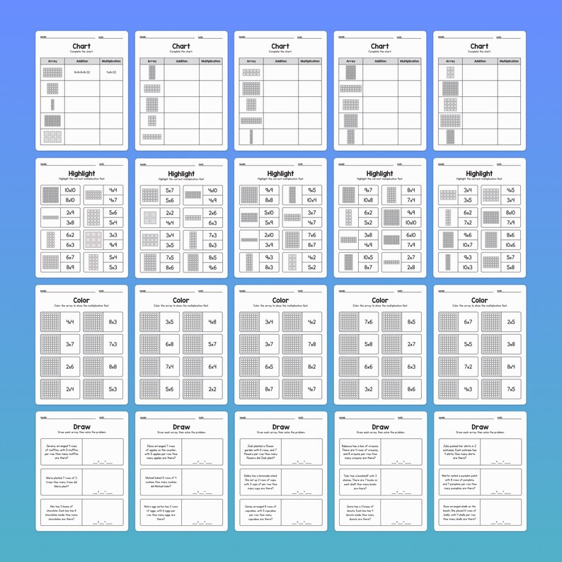 2nd & 3rd Grade Multiplication Array Worksheets | Multiplication ...