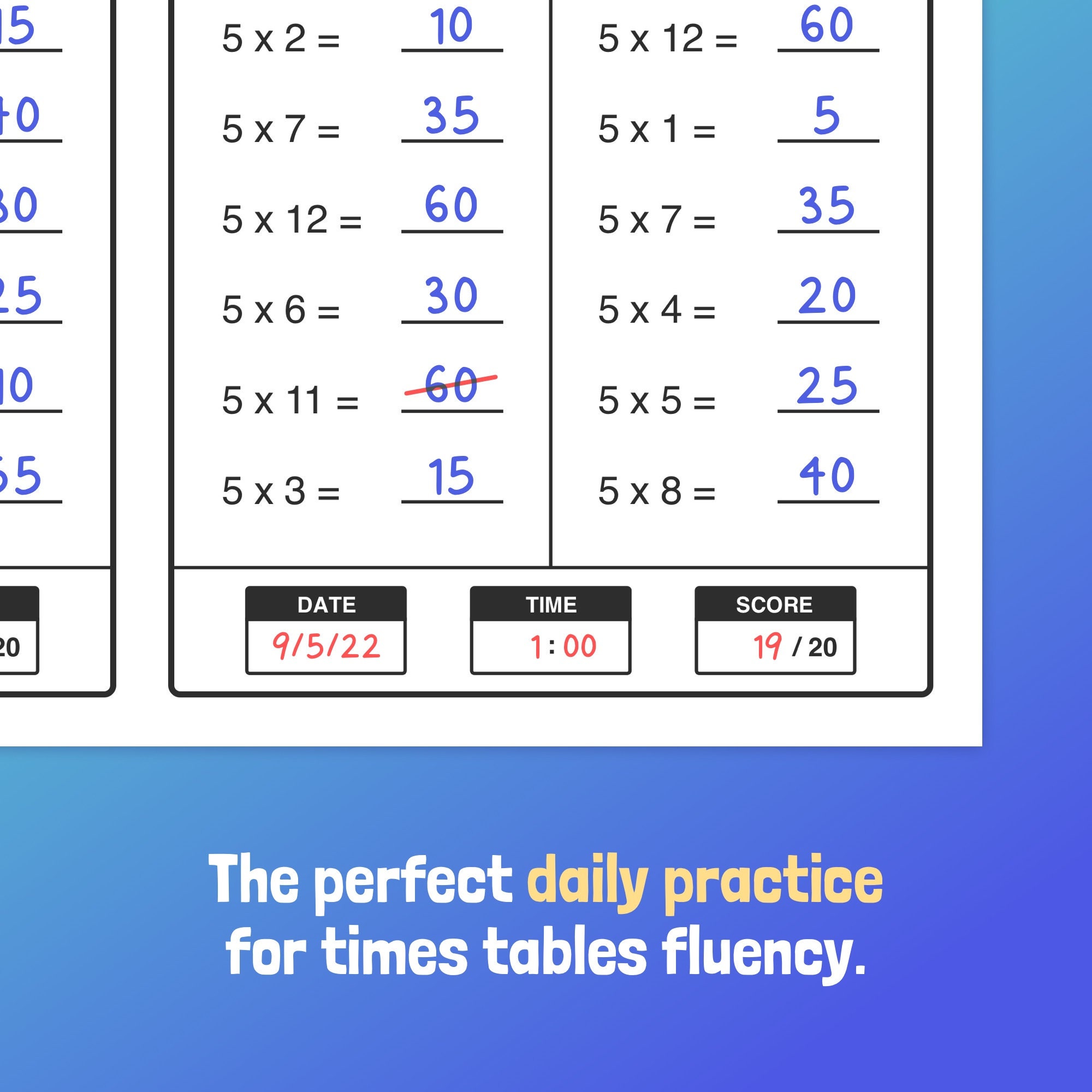 1 Minute Multiplication Drills | 0-12 Times Tables Multiplication Facts ...