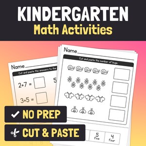 Kindergarten Math Activities, Cut & Paste Math Worksheets, Kindergarten ...