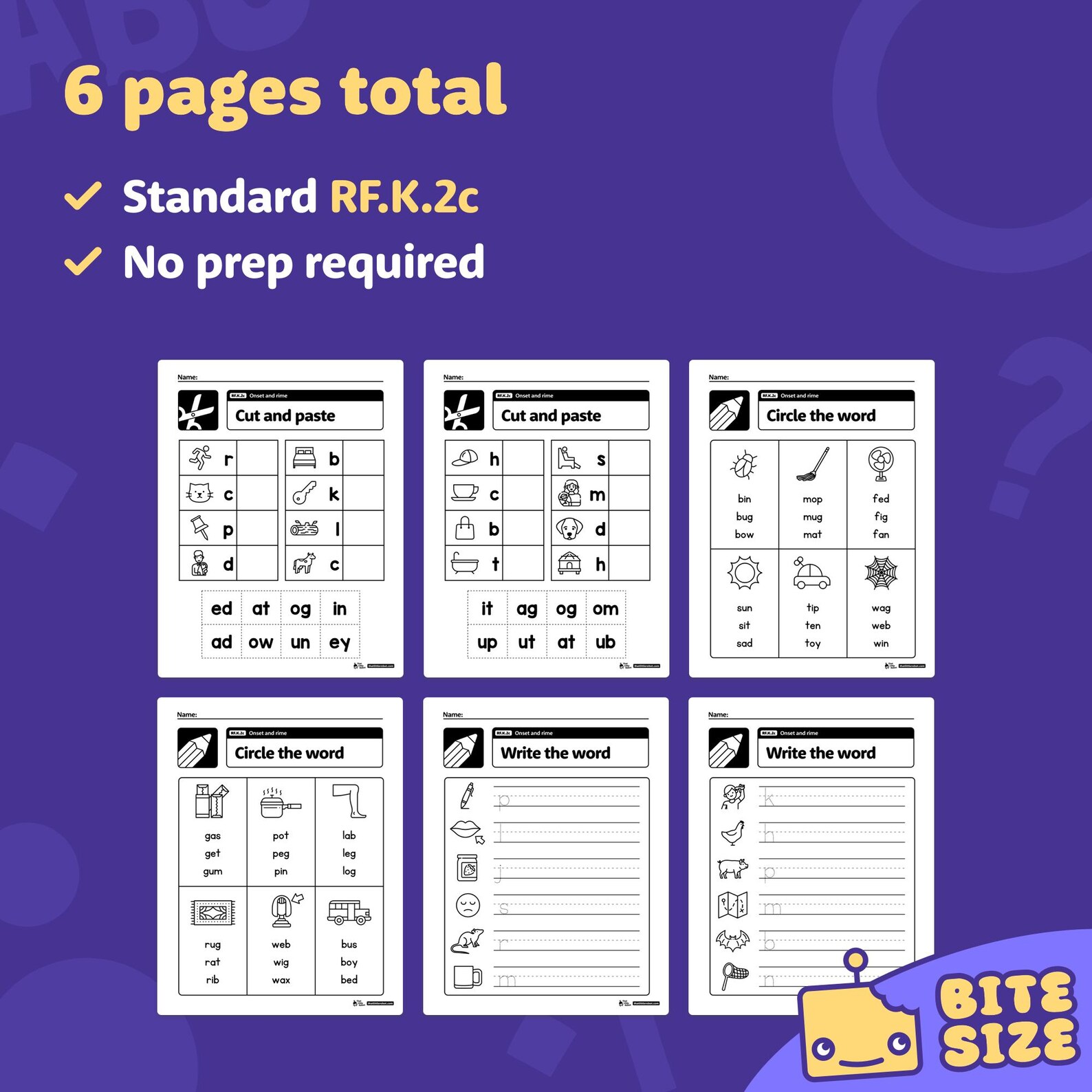 Onset and Rime Worksheets | Kindergarten Cvc Word Activities and ...