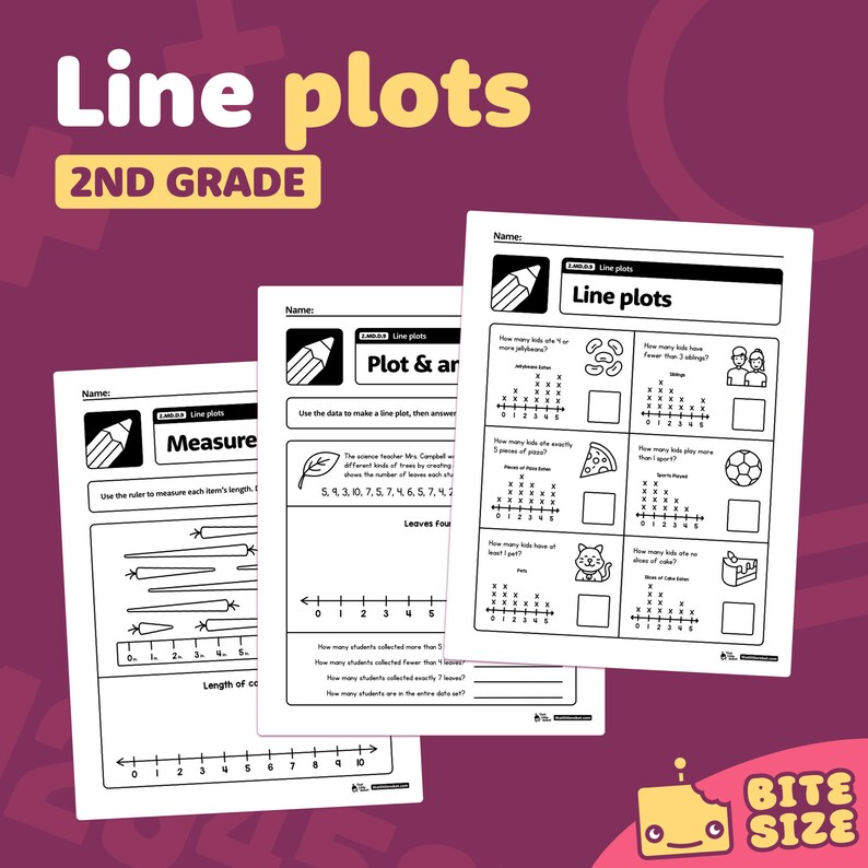Line Plot Worksheets | 2nd Grade Measurement, Data, & Measuring Length ...