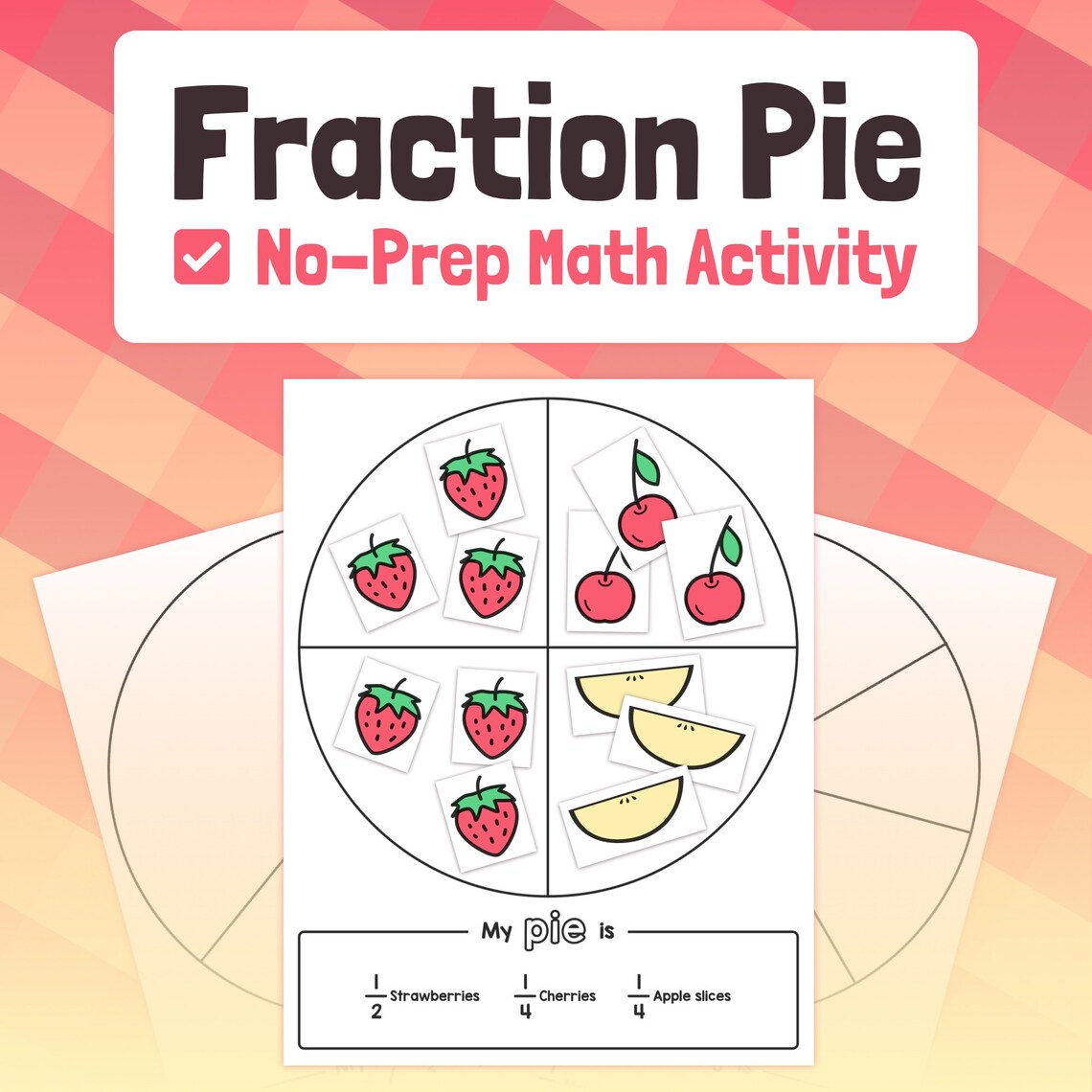 Beginner Fractions Activity Pie Fractions Craft, No Prep Fractions ...
