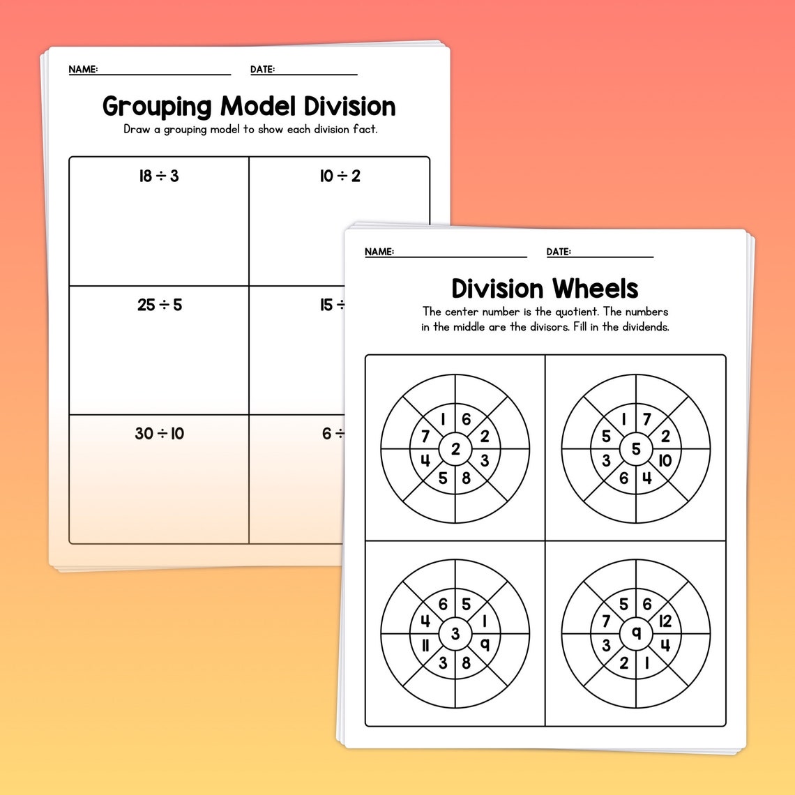 No Prep Division Worksheets 2nd, 4th, 3rd Grade Division Activities ...