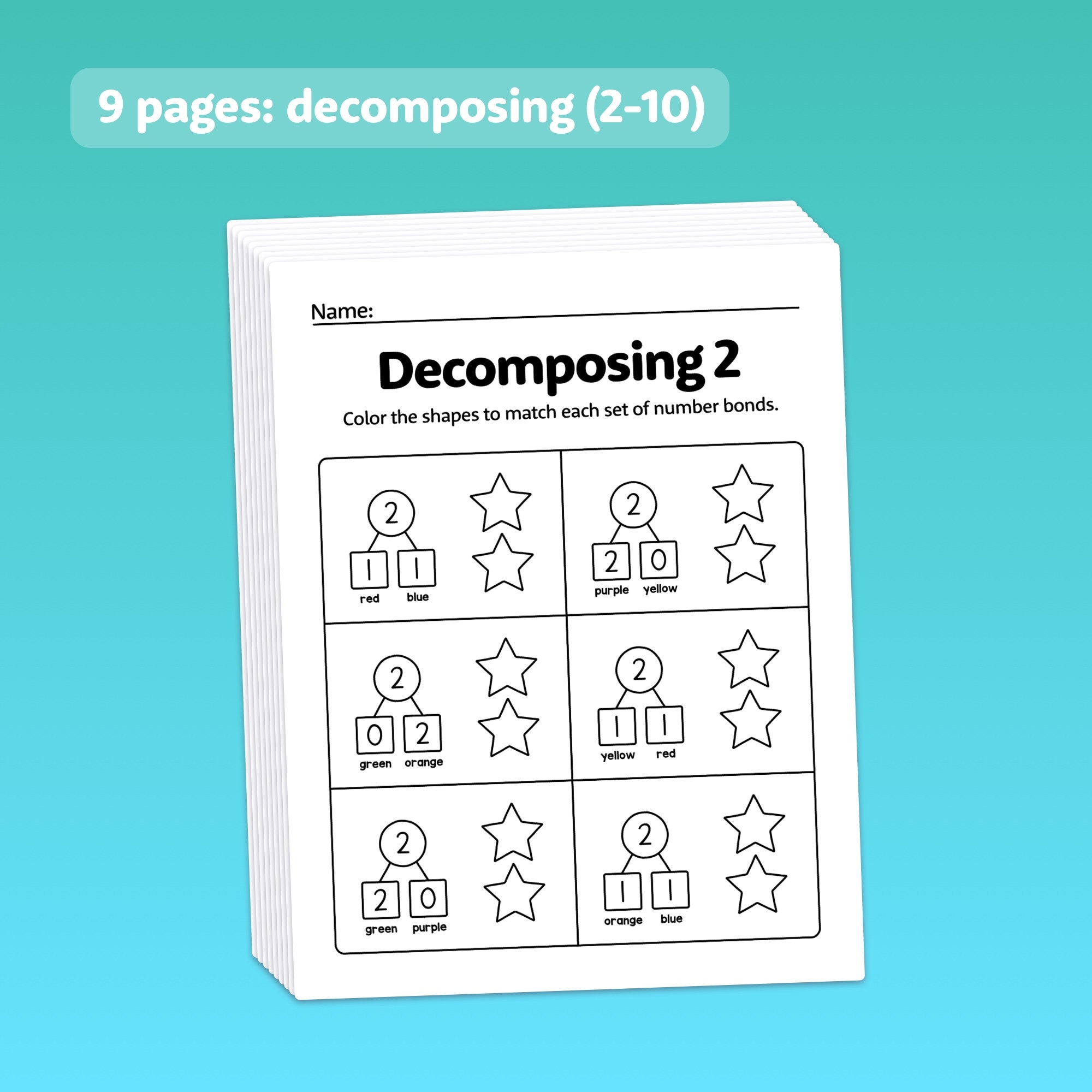 Composing & Decomposing Numbers to 10 Worksheets Kindergarten Math ...