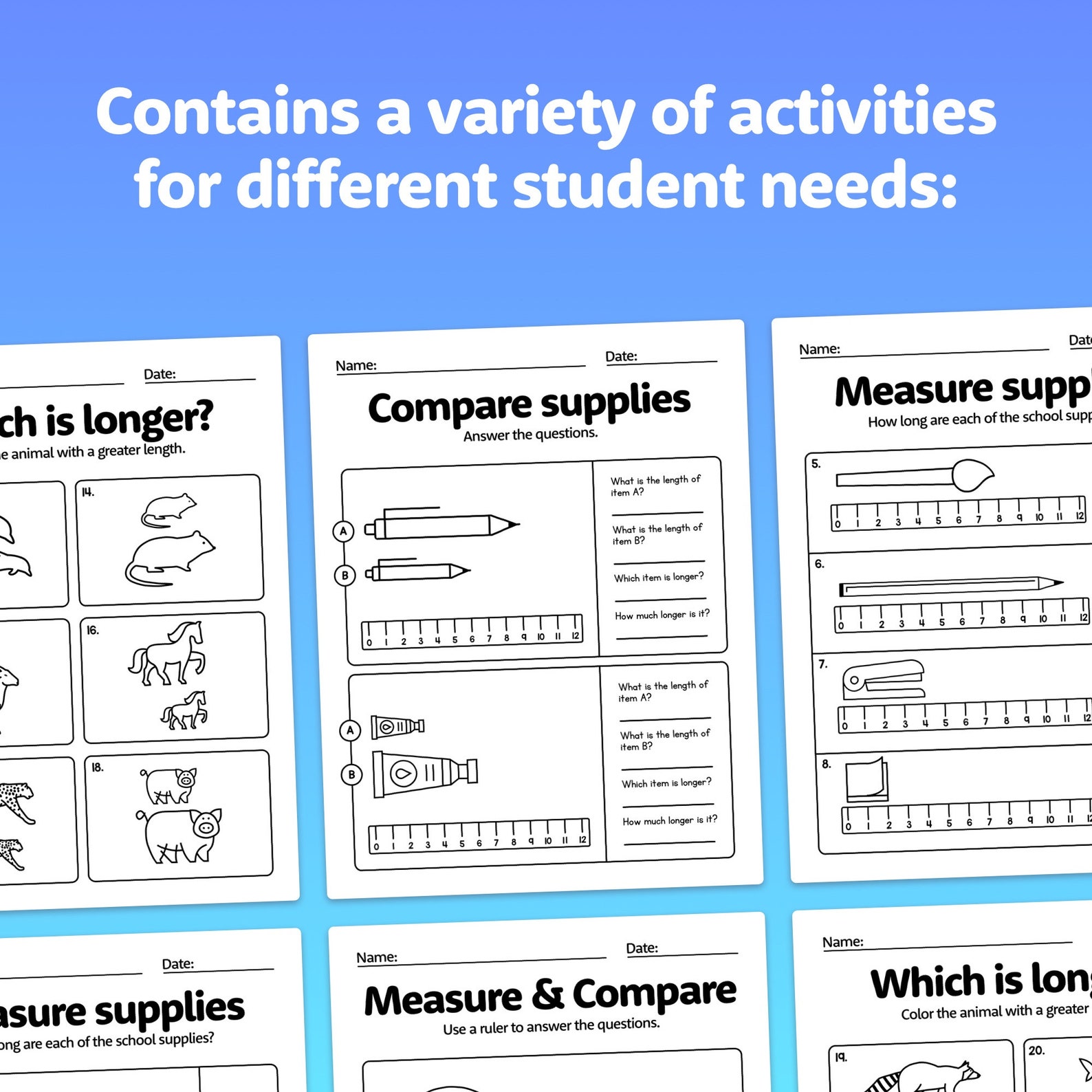 Measuring Length Worksheets | 1st Grade Length, 2nd Grade Length ...