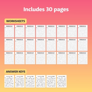 1-12 Fact Fluency Multiplication Search Worksheets | No Prep 2nd, 3rd ...