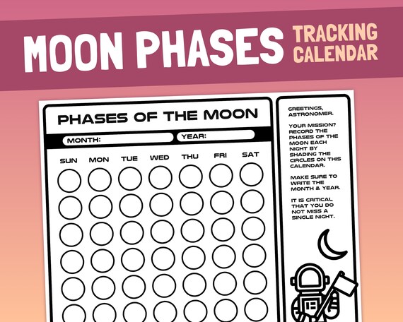 Track the Phases of the Moon Calendar Moon Phases Activity - Etsy