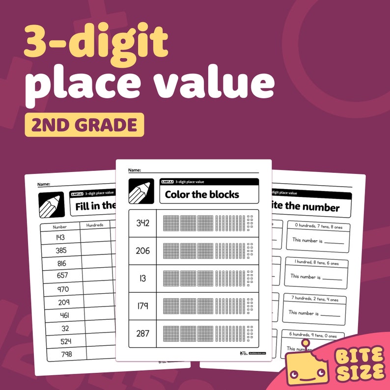 3 Digit Place Value Worksheets | 2nd Grade Hundreds, Tens, and Ones ...