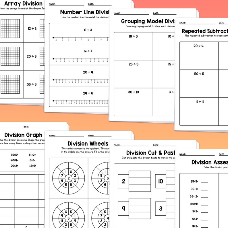 No Prep Division Worksheets | 2nd, 4th, 3rd Grade Division Activities ...