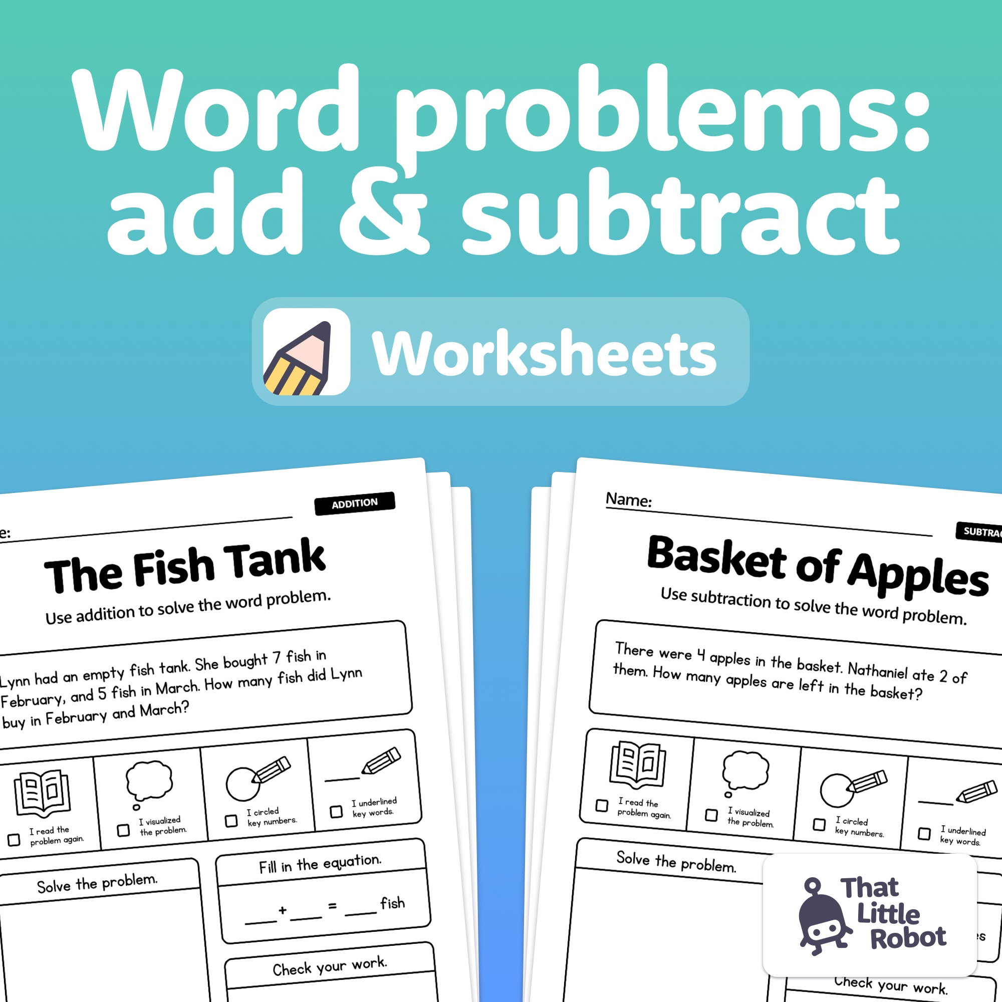 2nd Grade Addition and Subtraction Word Problem Worksheets Addition and ...